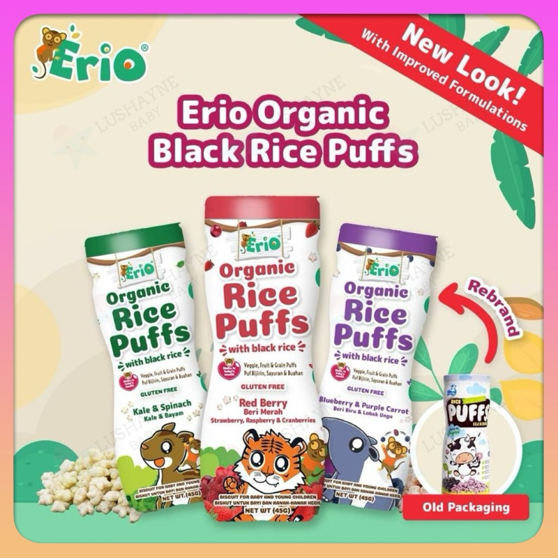 Mini Munchys ERIO Black Rice Puff 45g 8 Months Snek Biscuit Biskut ...