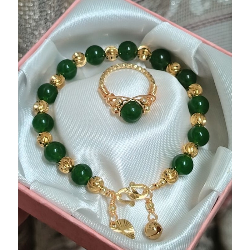 gelang tangan batu jed asli suasa, setgelang dengan cincin | Shopee ...