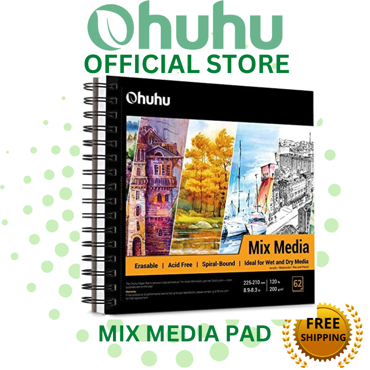 Ohuhu Mixed Media Art Sketchbook, 120 LB/200 GSM Heavyweight Papers or ...