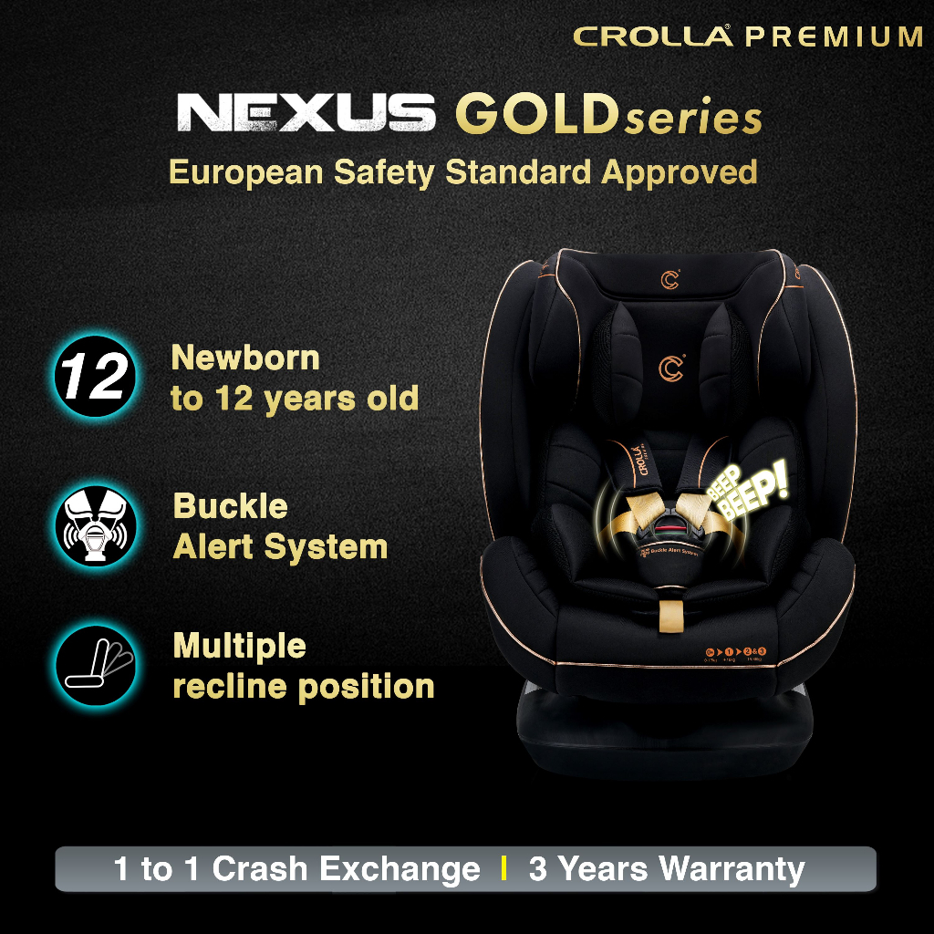 Crolla Premium Nexus Gold Series Car Seat for New Born to 12 Years Old - Gold | Shopee Malaysia
