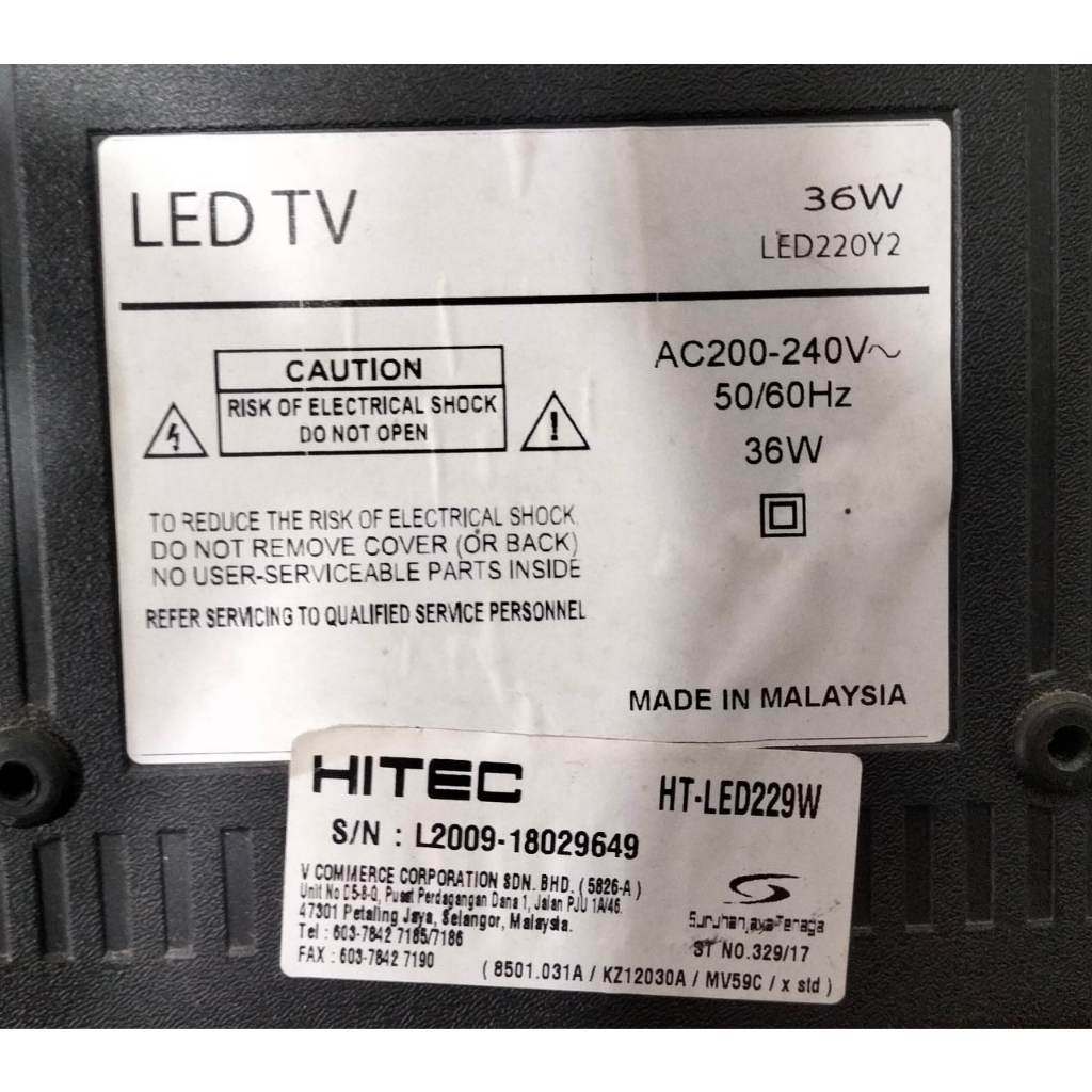 HITEC HT-LED229W ORIGINAL MAINBOARD / POWERBOARD / SWTICH, SENSOR / LED DRIVER / SPEAKER ...