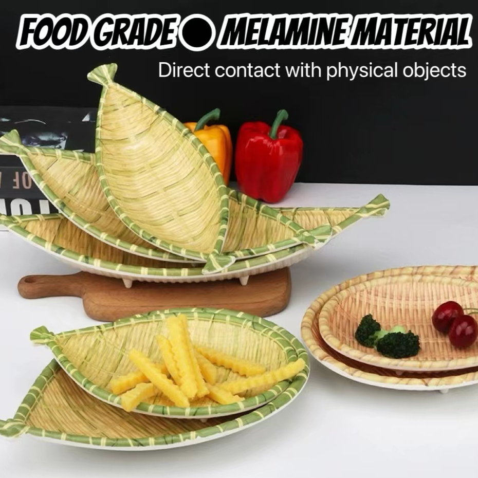 Melamine Bamboo Food Plate Serving / Pinggan Buluh Hidangan / 仿竹编盘子 ...