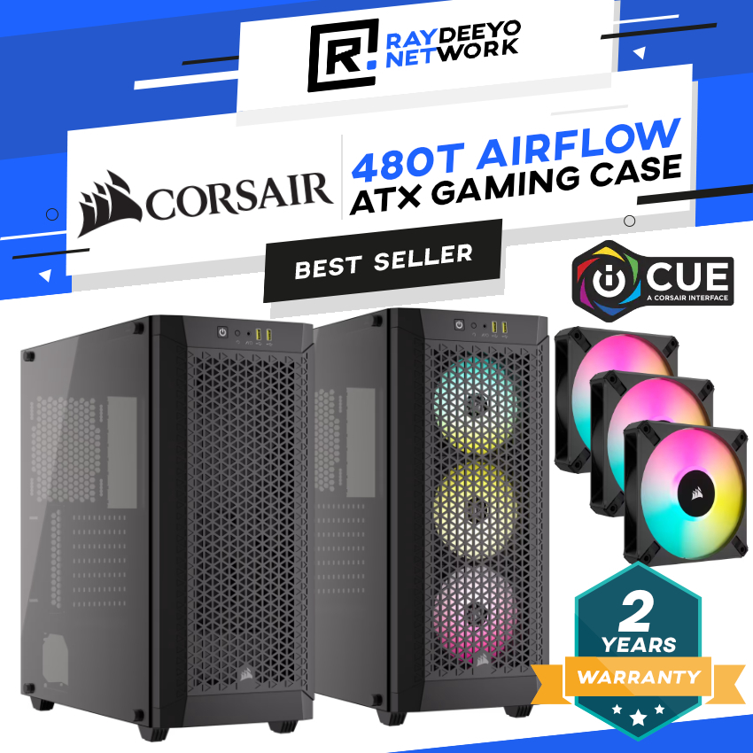 Corsair 480T Airflow RGB Casing Tempered Glass Mid Tower Case [ATX/MATX ...