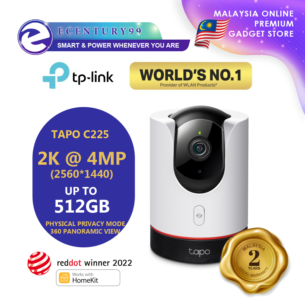 TP-LINK TAPO C225 Homekit Supported IP Camera Pan/Tilt AI Home Security Wi-Fi Camera 2K QHD ...
