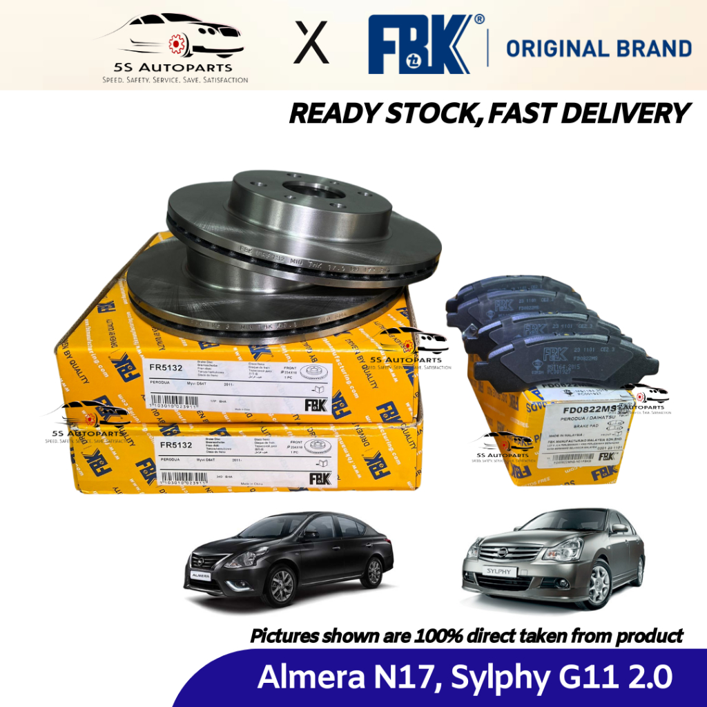 FBK Nissan Almera N17 & Sylphy G11 2.0 Front (Depan) Brake Disc Rotor ...