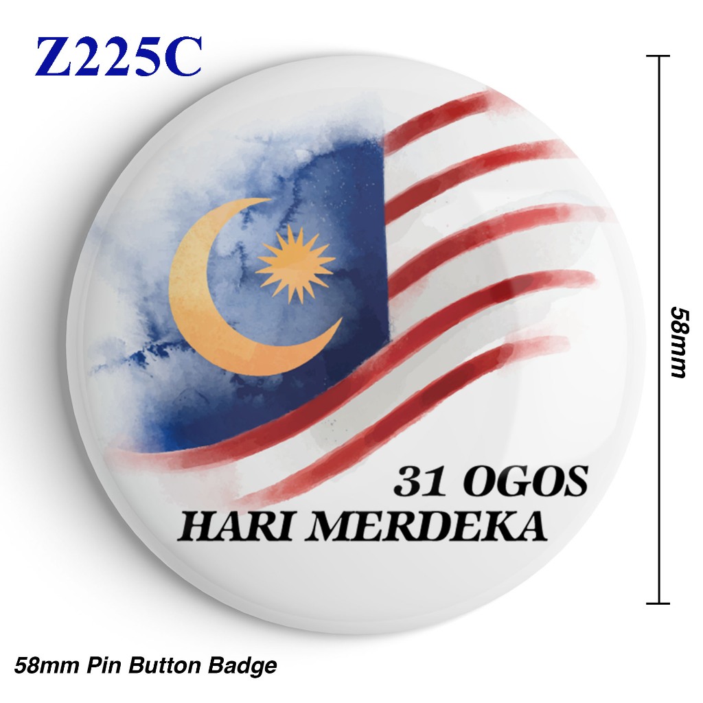 Malaysia State Flags and Merdeka Designs 58mm 44mm Button Badge with ...