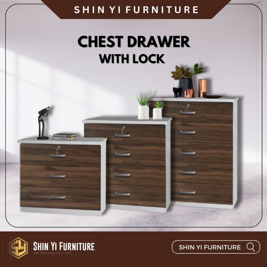 [SARAWAK] 3/4/5 Layer Chest Drawer With Lock /Almari Kabinet Storage ...