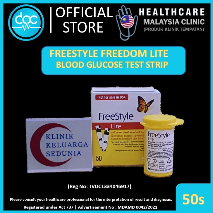Abbott Freestyle Freedom Lite Glucose Test Strips 50s Free-style ...