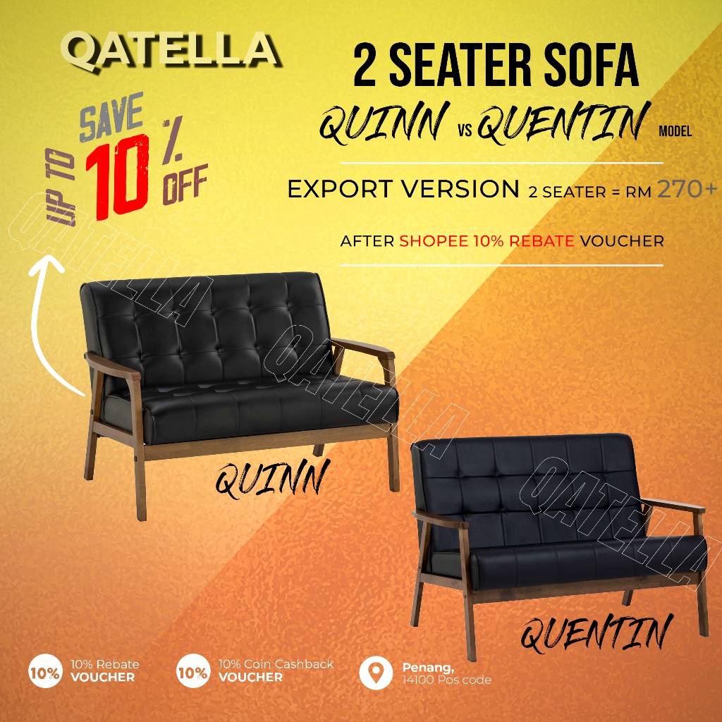 Qatella (Europe Export Quality) Quinn and Quentin 2 seater sofa/Seater Sofa Set/1+2+3 SofaSet/PU ...