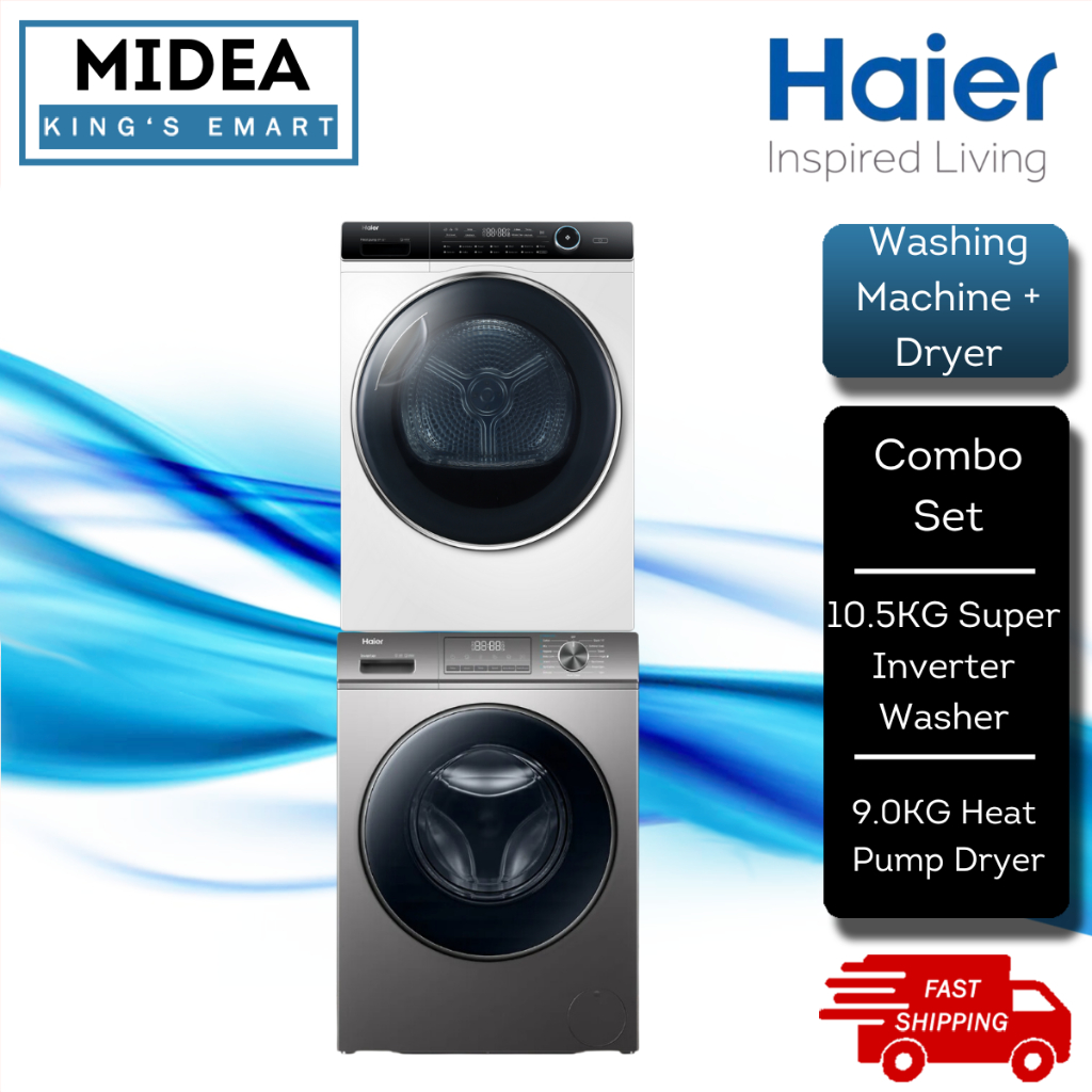 [COMBO SET] Haier Inverter Front Load (10KG) HWM100-FD10829 & Heat Pump ...