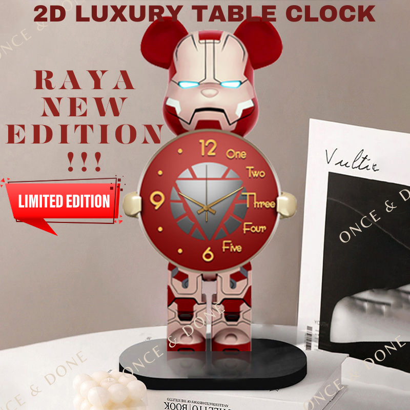 2D MODERN CLASSY CREATIVE BEARBRICK ULTRASILENT TABLE CLOCK LIVING ROOM ...