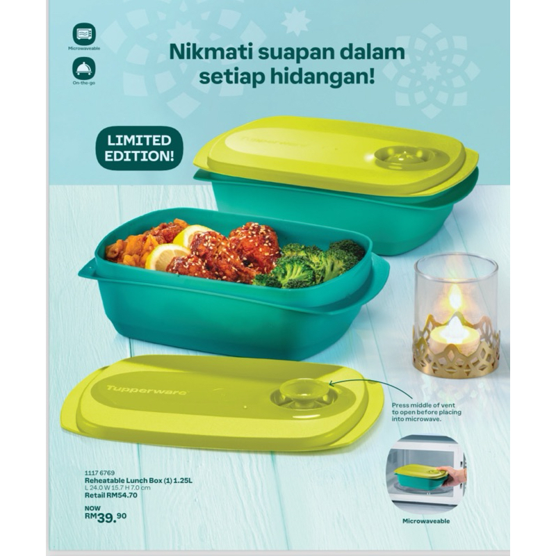 Tupperware Reheatable Divided Lunch Box 1.0L | Shopee Malaysia