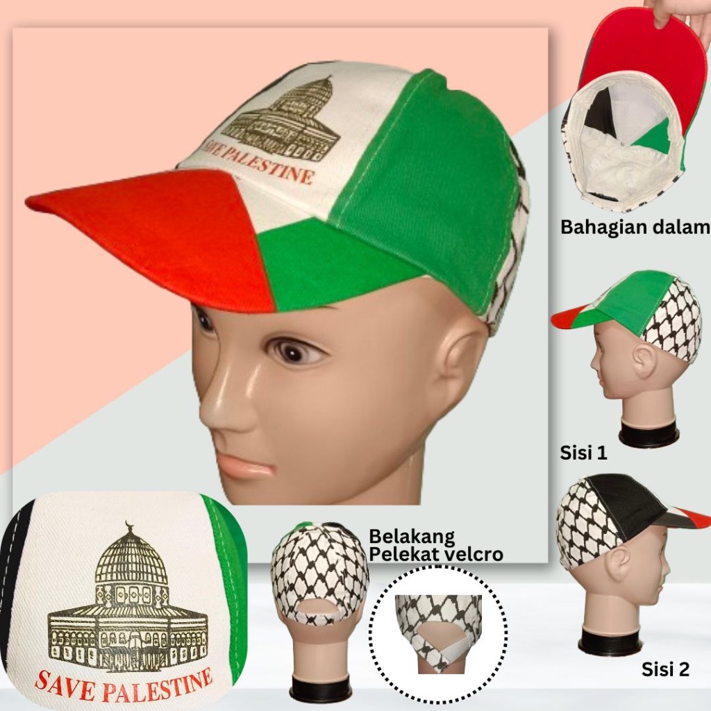 TOPI CAP SAVE PALESTINE KEFFIYEH LOGO AQSO PELEKAT VELCRO | Shopee Malaysia