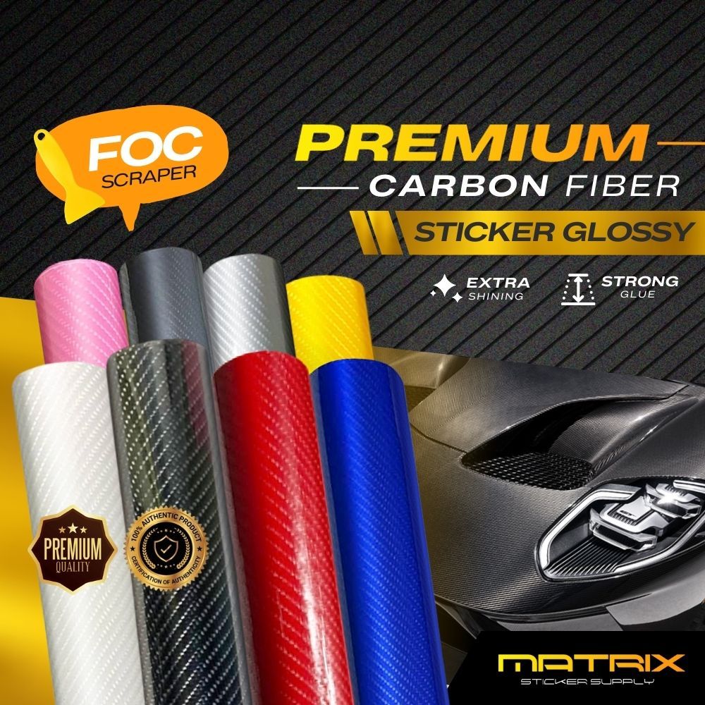 PREMIUM CARBON FIBER STICKER GLOSSY(152CM-90CM)kereta/motor stiker ...