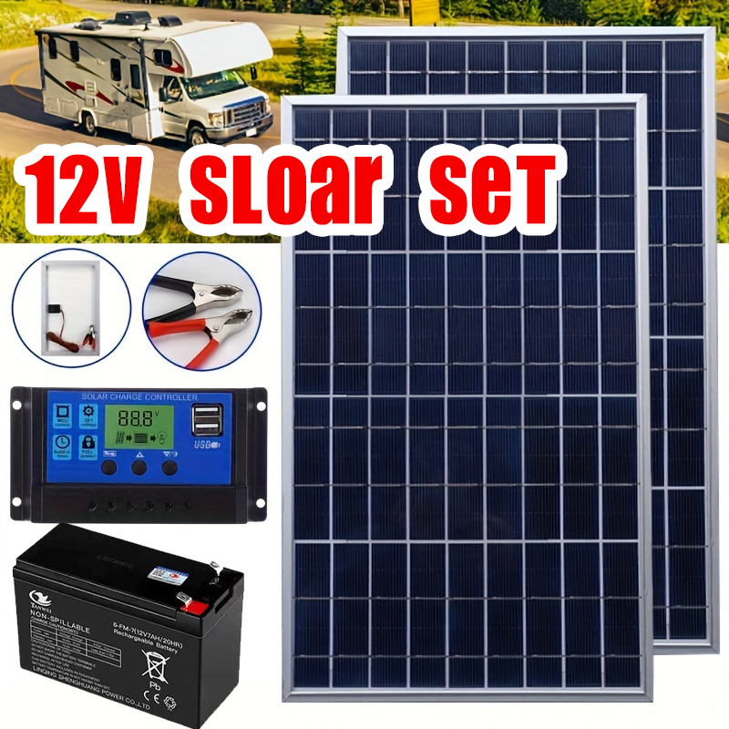 New Shop Discount🔥12V Solar Panel Set Portable Outdoor Solar Panels ...