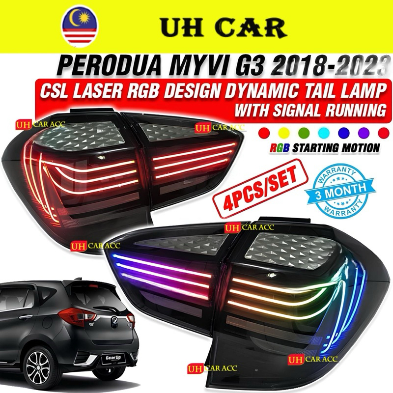 (CSL LASER RGB) Perodua Myvi G3 2018-2024 Dynamic Led Tail Lamp ...