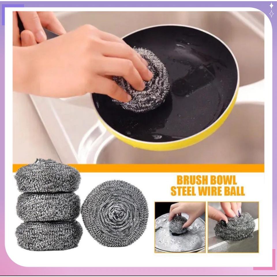 (A1) 40g Big Size Stainless Steel Wire Ball Steel Sponge Rust Free ...