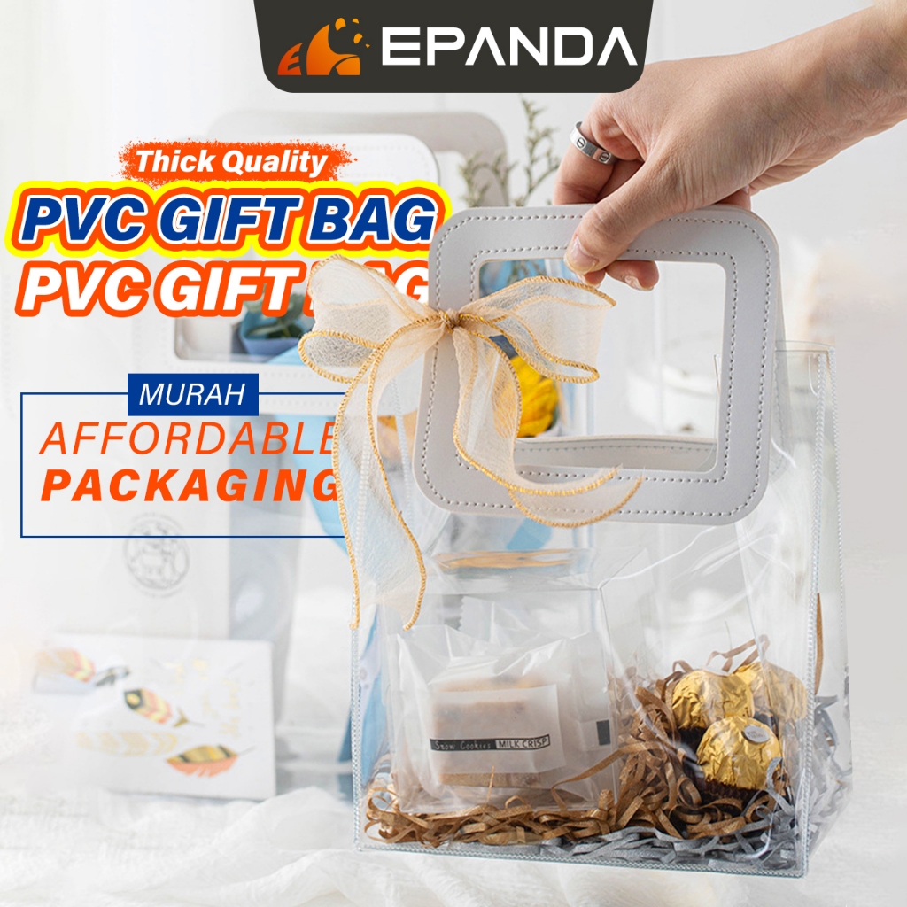 Transparent PVC Door Gift Bag Square Handle Wedding Beg Plastik Goodies ...