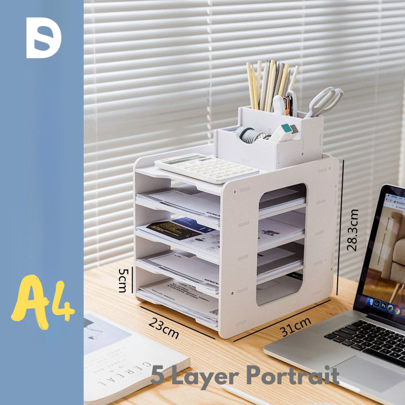 🇲🇾A4 Document Rack Paper Tray Multi Tier File Desk Organizer Files ...
