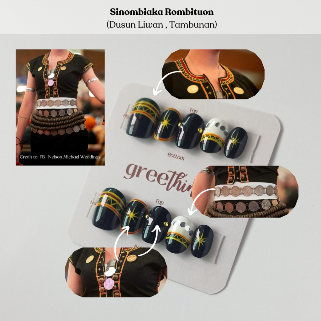 Handmade Press On Nails inspired by Sabah Traditional Costume ...