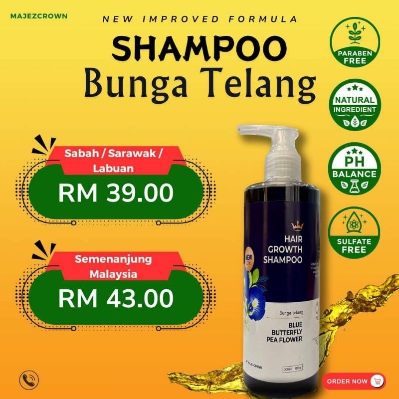 Shampoo Bunga Telang NEW PACKAGING [Hairgrowth & Grey Hair Treatment ...