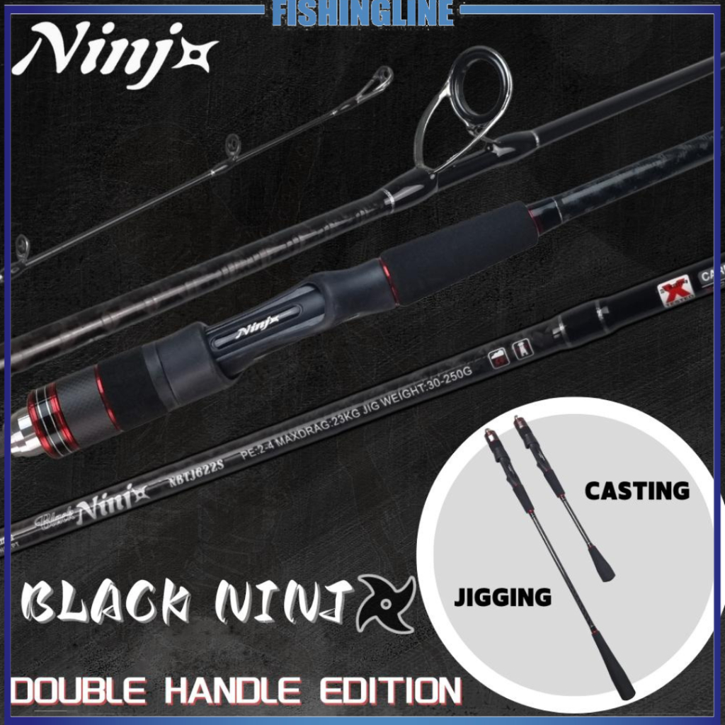 BLACK NINJA NBTJ622 Solid Carbon Fishing Rod - Double Handle Edition ...