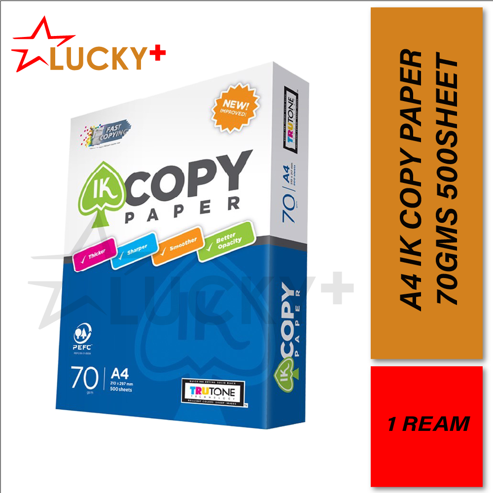 IK Copy A4 Copier Paper 70gsm 500s (1 Reams) (500 sheets/ream) / A4 Paper / Kertas A4 | Shopee ...