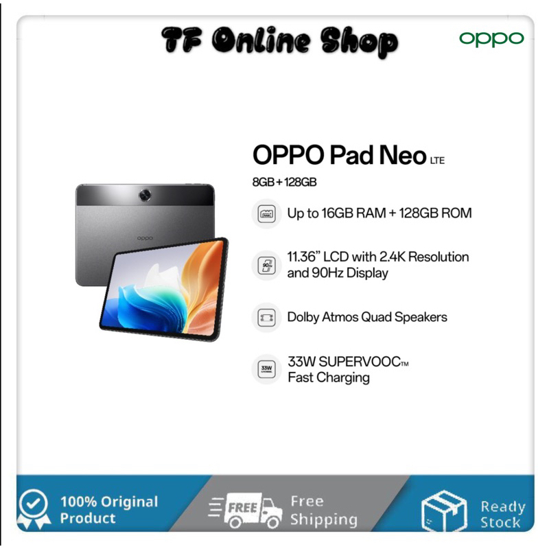 Oppo Pad Neo LTE/WIFI(6GB+128GB/8GB+256GB)100% Original Set | Shopee ...