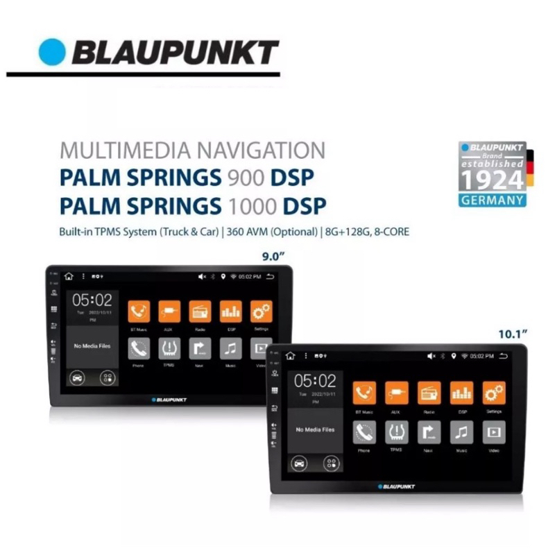 Blaupunkt Velocity Power 2-DIN Car Radio PALM SPRINGS 900/1000 DSP QLED ...