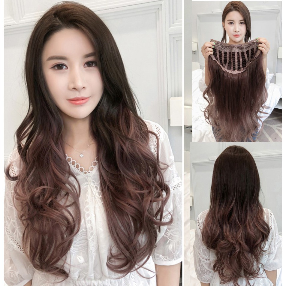 rambut palsu u-part half wig rambut palsu panjang perempuan d6 long ...
