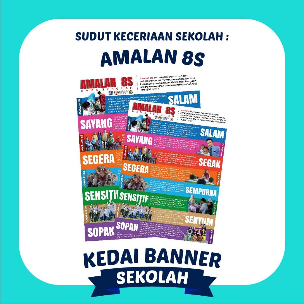 Poster Amalan 8S | Keceriaan Sekolah | Keceriaan PAK21 | Shopee Malaysia