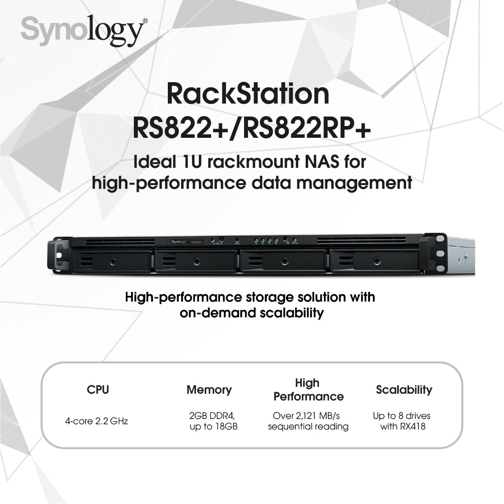 wa0193710000 Synology RackStation RS822+ 0TB~36TB 4-Bay NAS Enclosure ...