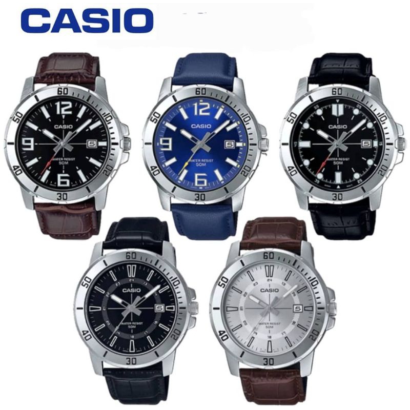 Casio MTP-VD01L Series Leather Band Men Watches Analogue VD01L | Shopee ...