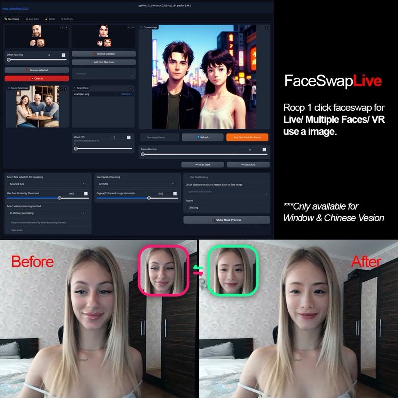 Ai Live Faceswap Software Roop Webui Plug & Use PC | Deepfake ...