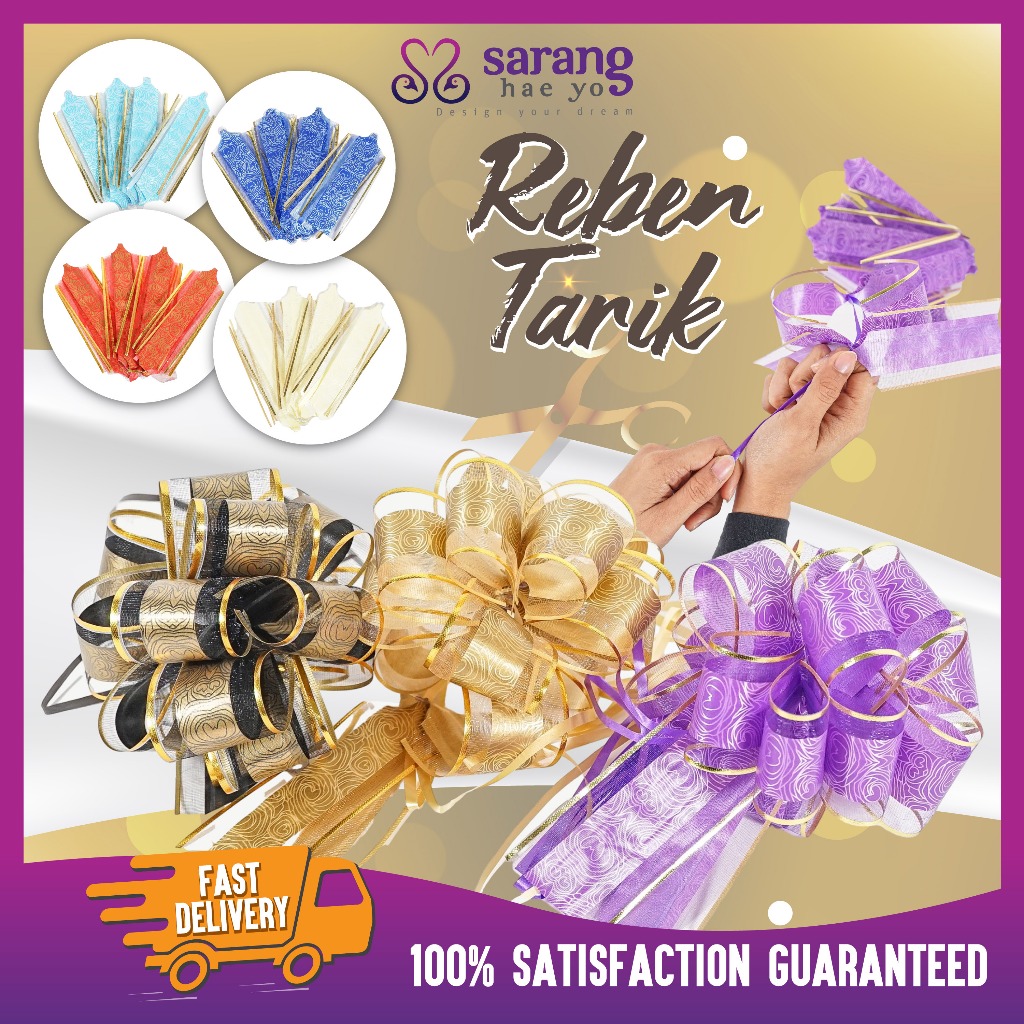 Large Pull Bow Flower Ribbon Reben Hadiah Hamper Reben Tarik Besar ...