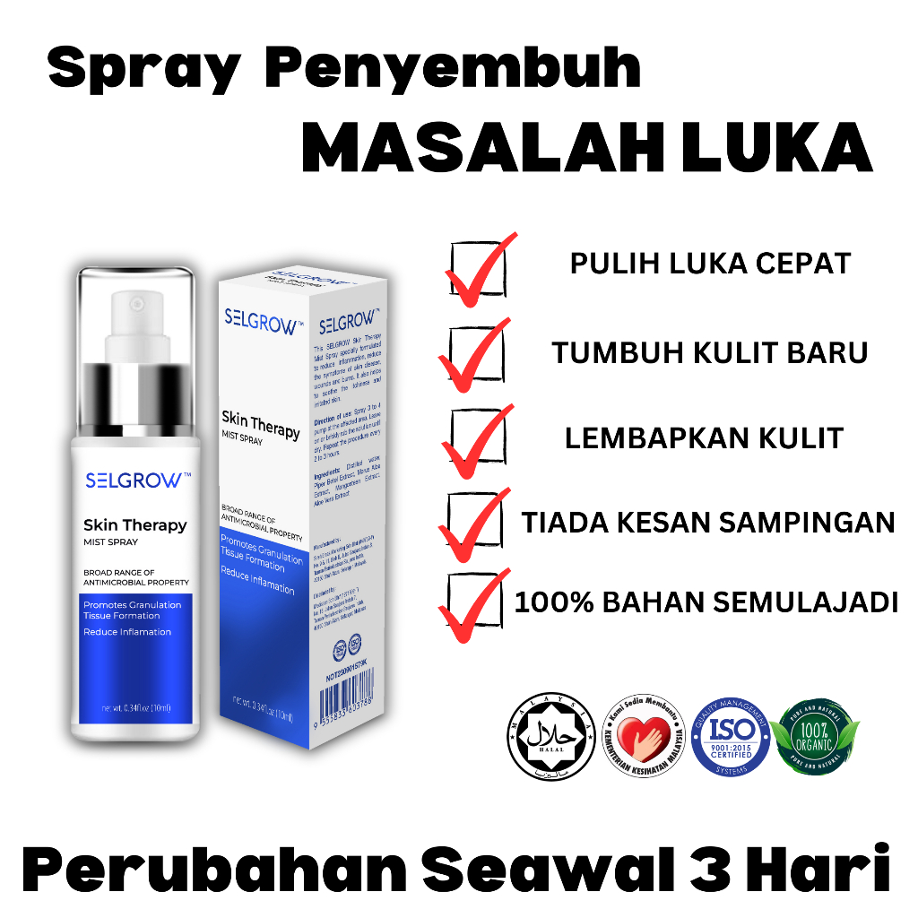 SELGROW Spray Penawar Luka Skin Therapy Mist Spray Natural-Based Kesan ...