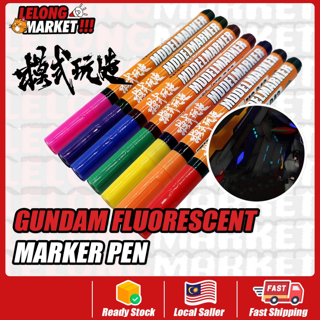 Moshi MS042 0.7mm Fluorescent Color/Neon Color Marker Pen Gundam/Model ...