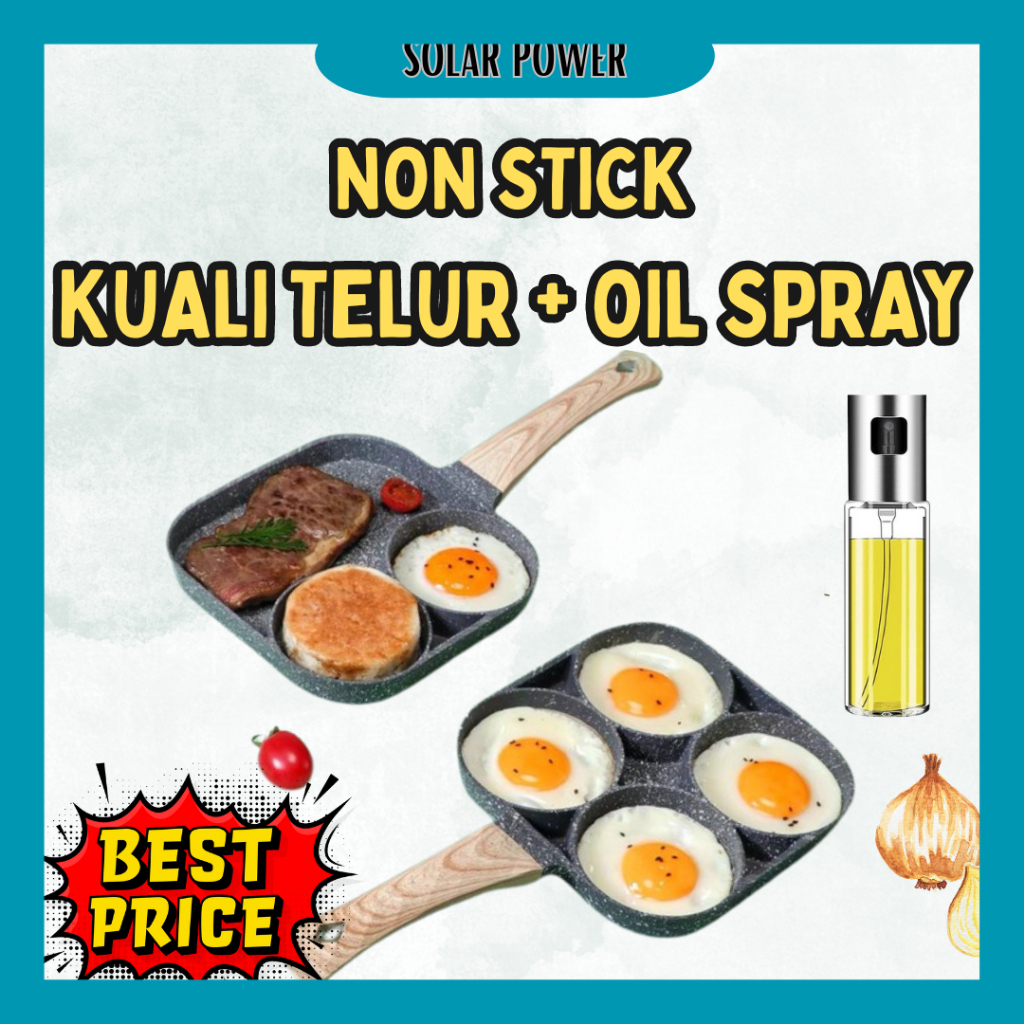 Kuali Goreng Telur Burger Non-Stick Fried Steak Pan 3/4 Hole Egg Pan ...