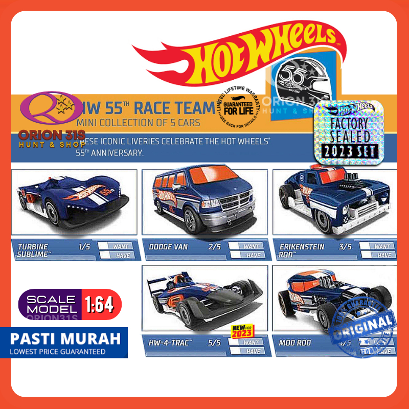 Hot Wheels Factory Sealed 2023 HW 55 Race Team Turbine Sublime/ Dodge/ Erikenstein/ HW-4-Trac ...