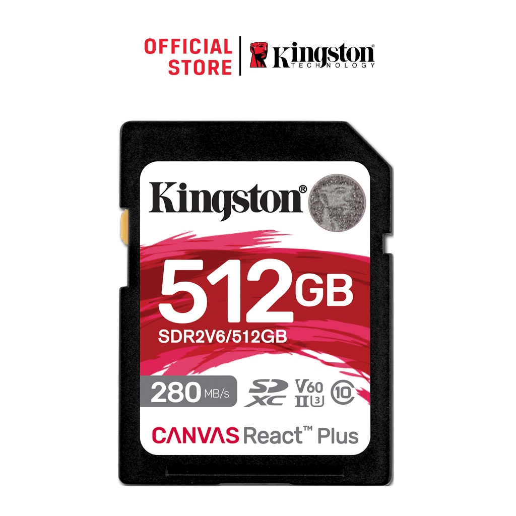 Kingston Canvas React Plus V60 SD Memory Card for 4K Video and DSLR (UHS-II, U3, V60) 512GB ...