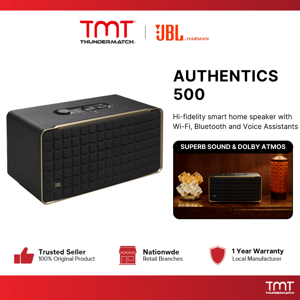 JBL Authentics 500 Smart home speaker with Wi-Fi, Bluetooth and Voice Assistants with retro ...