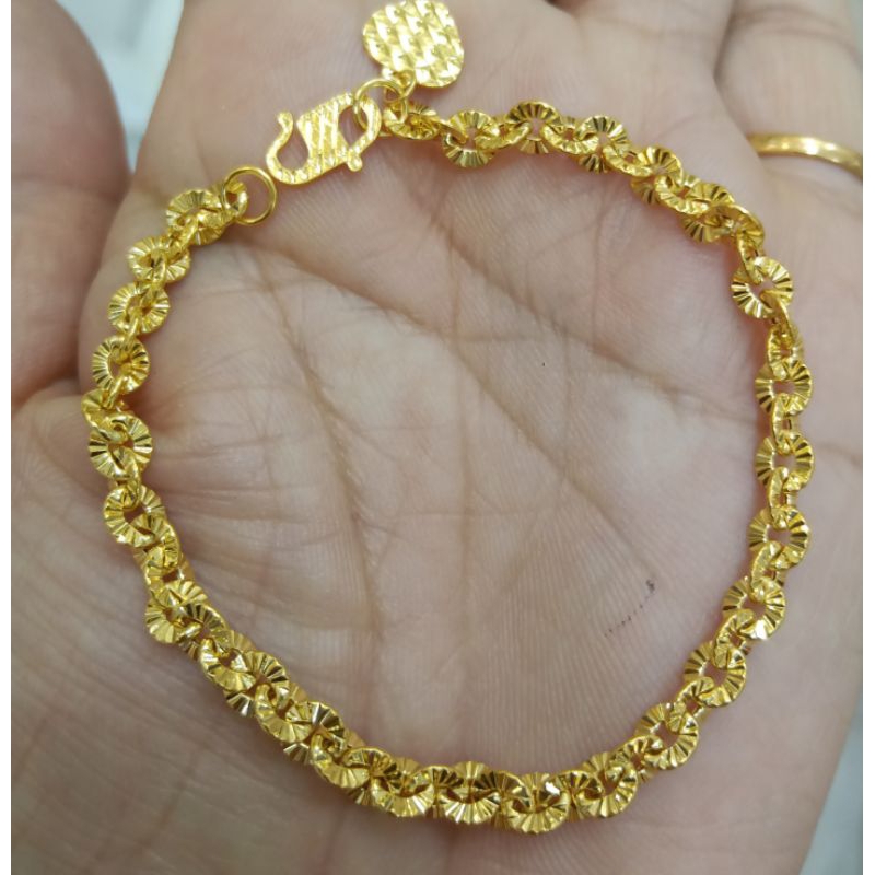 🌈916 Gold Polo Laser Bracelet /Rantai Tangan Polo Corak Gantung Emas ...