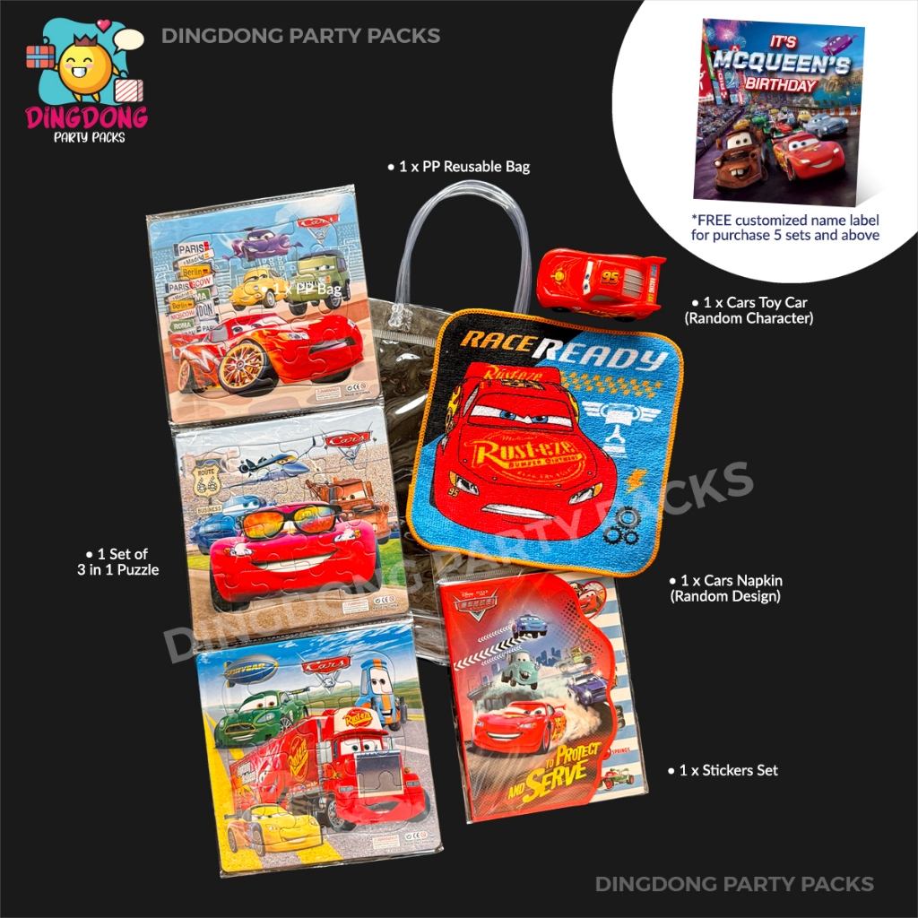 Cars Theme Set - Birthday Party Pack / Goodie Bag / Gift Set/ Door Gift ...