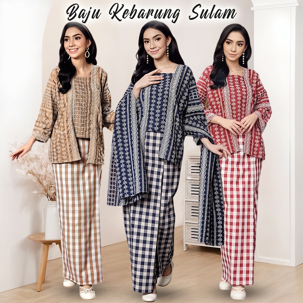 Sulam Baju Kurung Moden Plaid Overlap Kurung Raya 2025 Nursing Friendly ...