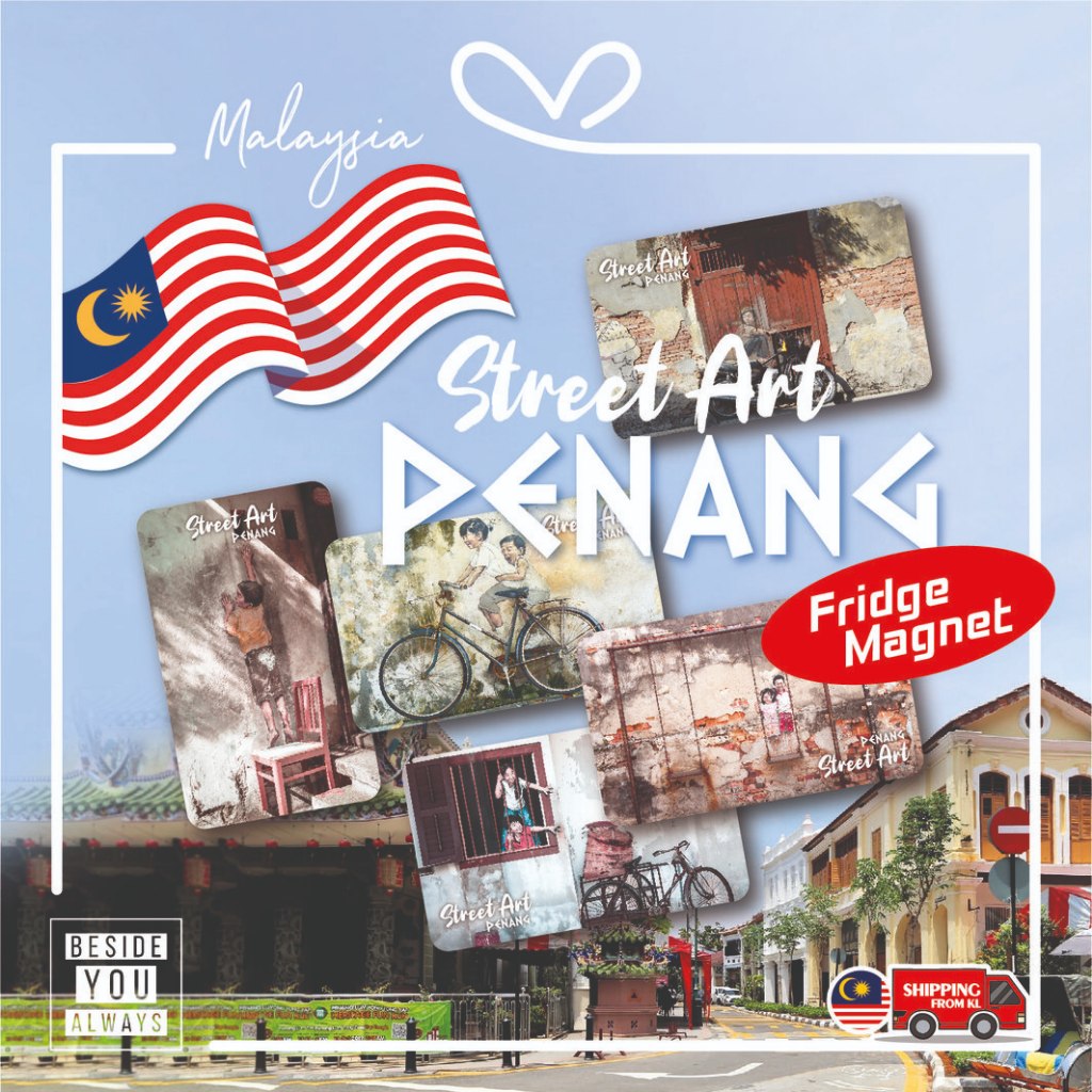Malaysia Penang Gift Street Art Souvenir Fridge Magnet 9cm x 5.5cm ...