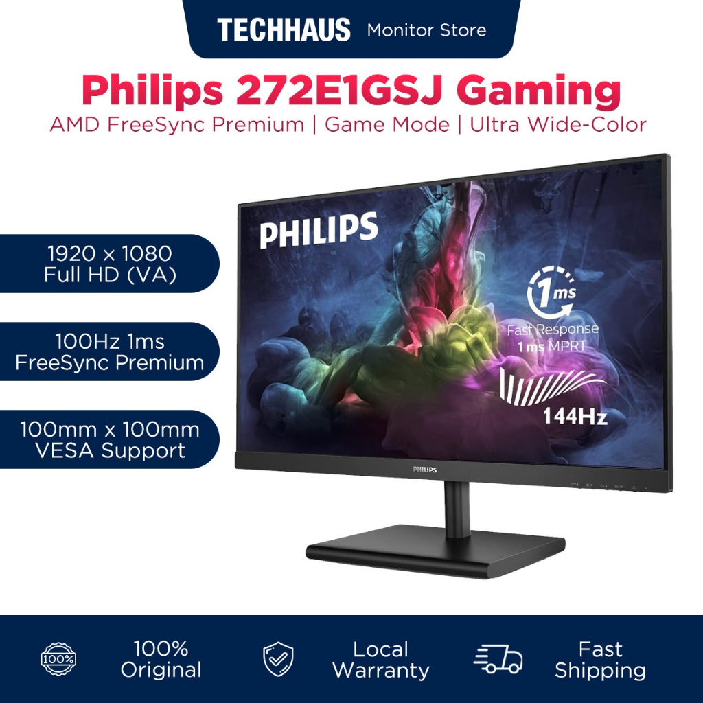 Philips 272E1GSJ 27" Full HD VA 144Hz 1ms FreeSync Premium Gaming ...