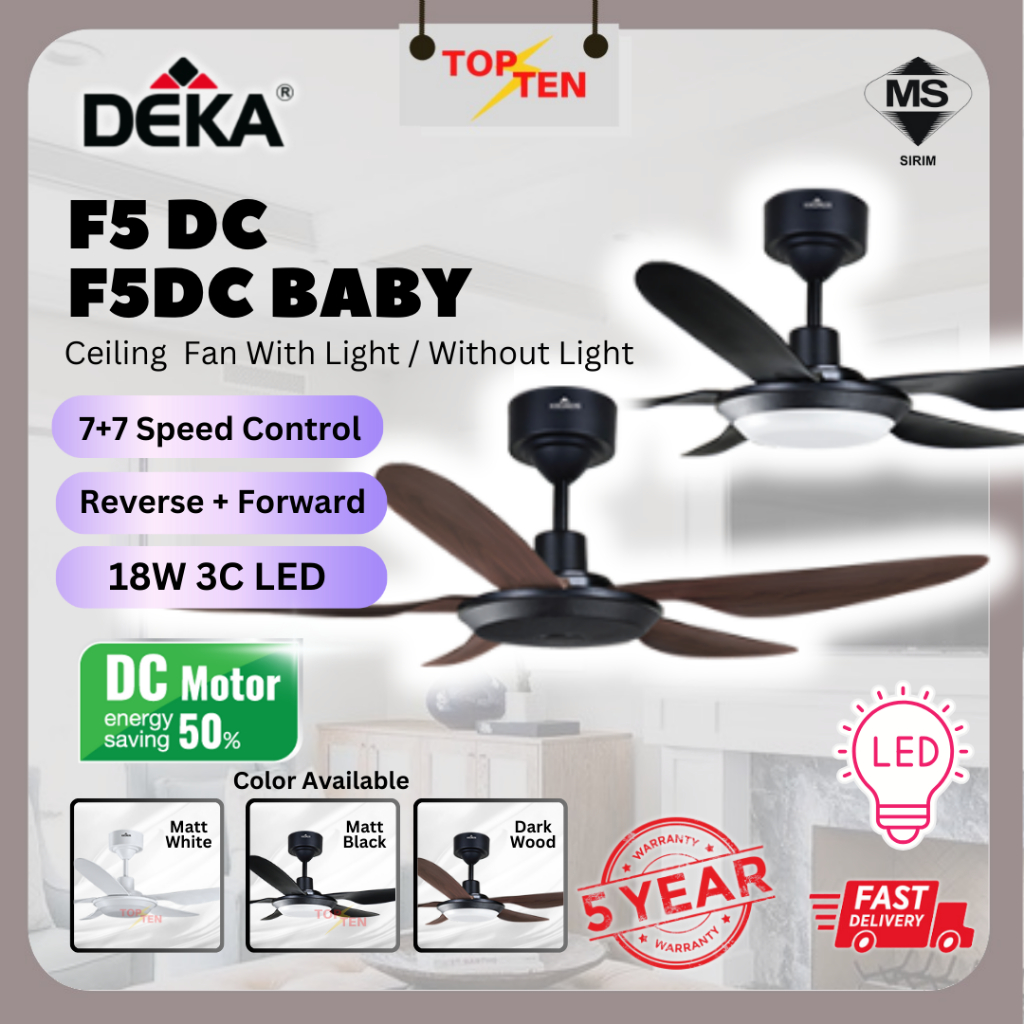 Deka F5DC Ceiling Fan 7 Speed Remote Control DC Motor Fan With Light F5 ...