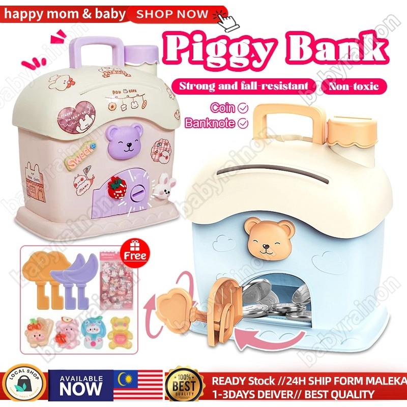 [free gift]Piggy Bank Coin Banks kids House Coin Holder Piggy Banks Box ...