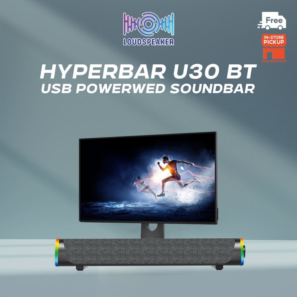 Vinnfier VF Hyperbar U30 BT USB Powered Soundbar with Led Light Bluetooth Aux Line-in For Gaming ...