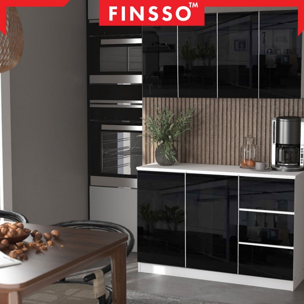 High Gloss kitchen cabinet with Waterproof Surface | Wall Shelves | Kabinet Dapur | Industrial ...